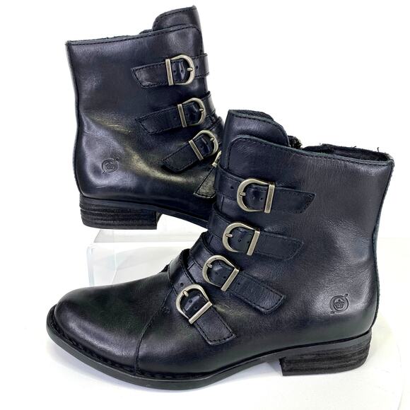 Born | Shoes | Born Moto Biker Boots Womens Sz 65 Black Leather Ankle ...